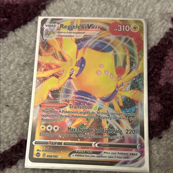 Pokemon | Toys | Pokemon Vmax Regieleki Card Yellow And Blue | Poshmark